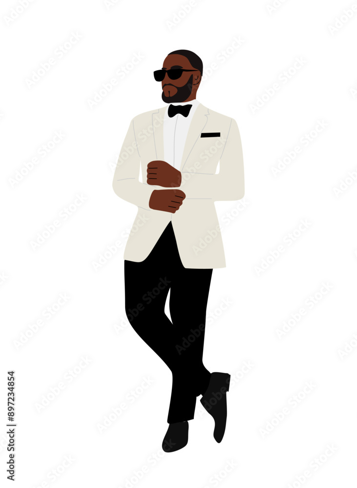 Black man character in formal or black tie outfit. Stylish african ...