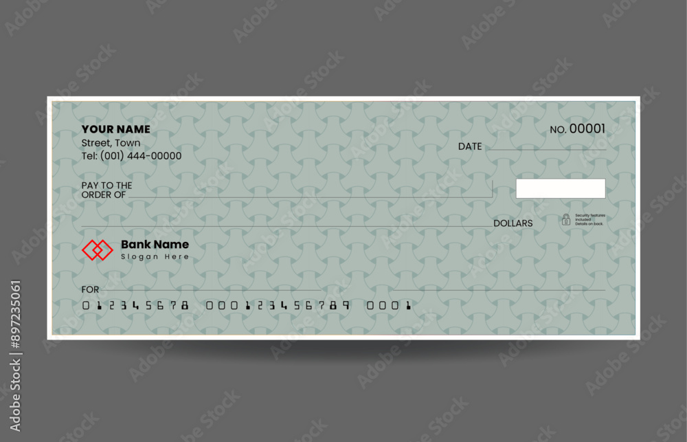 Gradient blank check template with decorative pattern design, blank ...