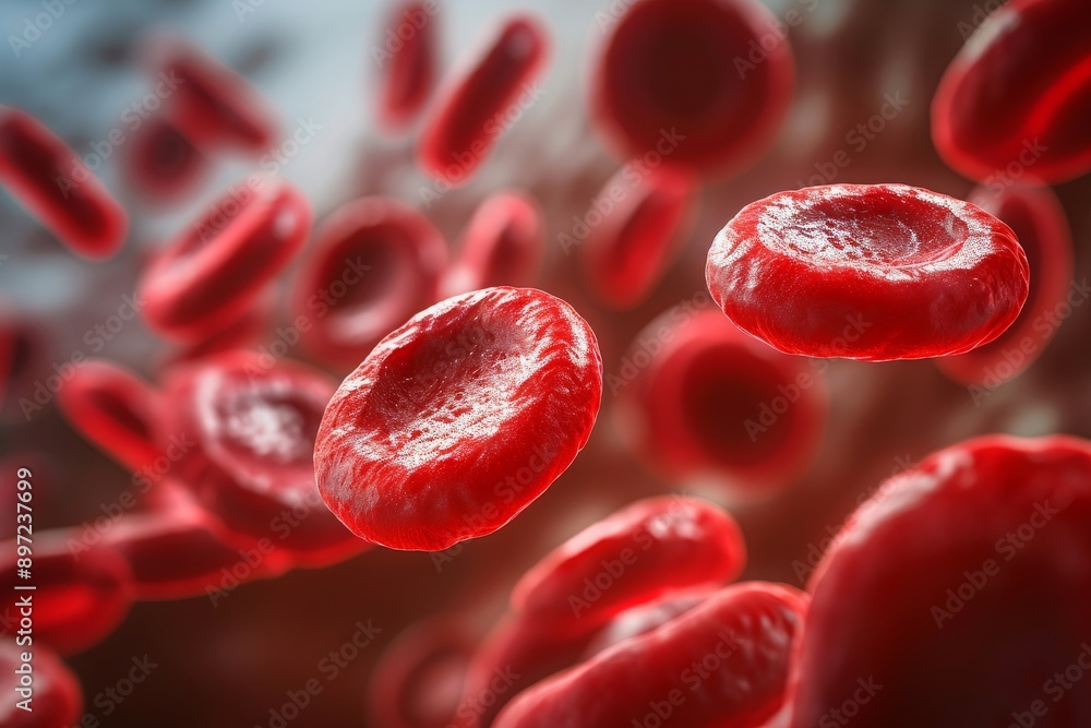 An image showing red blood cells flowing through a blood vessel, Human ...