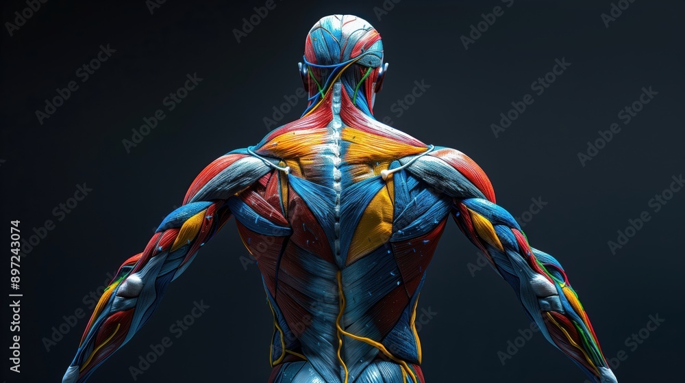 ภาพประกอบสต็อก Detailed Anatomical Model of Human Musculature. Highly ...