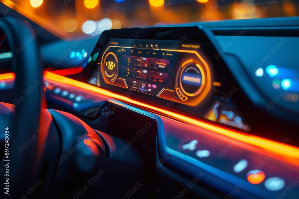 A Car Dashboard With a Digital Display and a Steering Wheel, Innovative ...