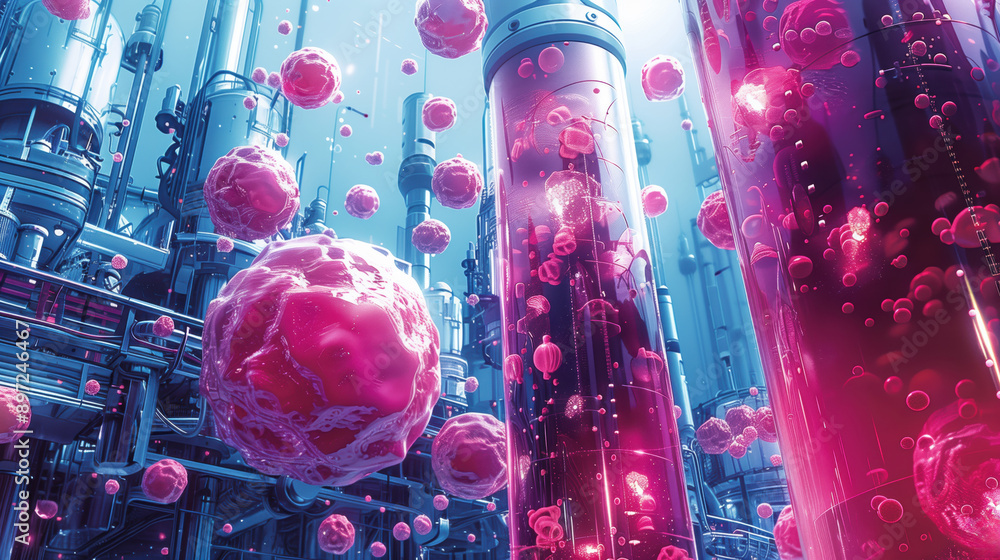 Blood Cells in Advanced Laboratory. Advanced laboratory setting with a ...