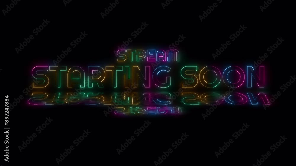 Stream starting soon neon text animation suitable for video live ...