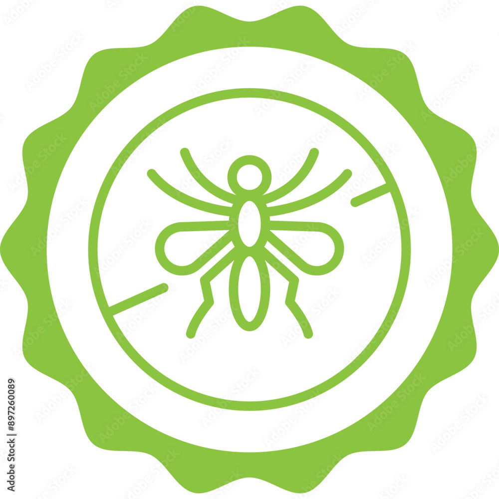 green anti mosquito outline icon round rounded circle badge stamp label ...