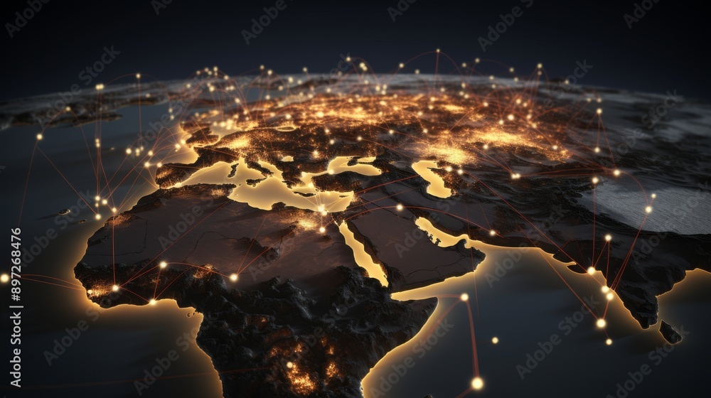 Data and telecommunication network map saudi arabia, middle east, and ...