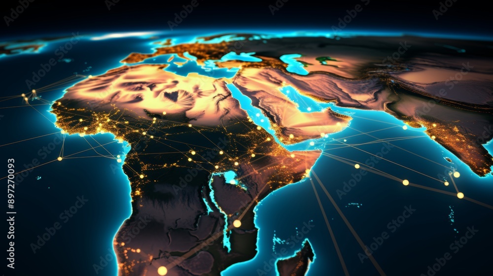 Data and telecommunication network map saudi arabia, middle east, and ...