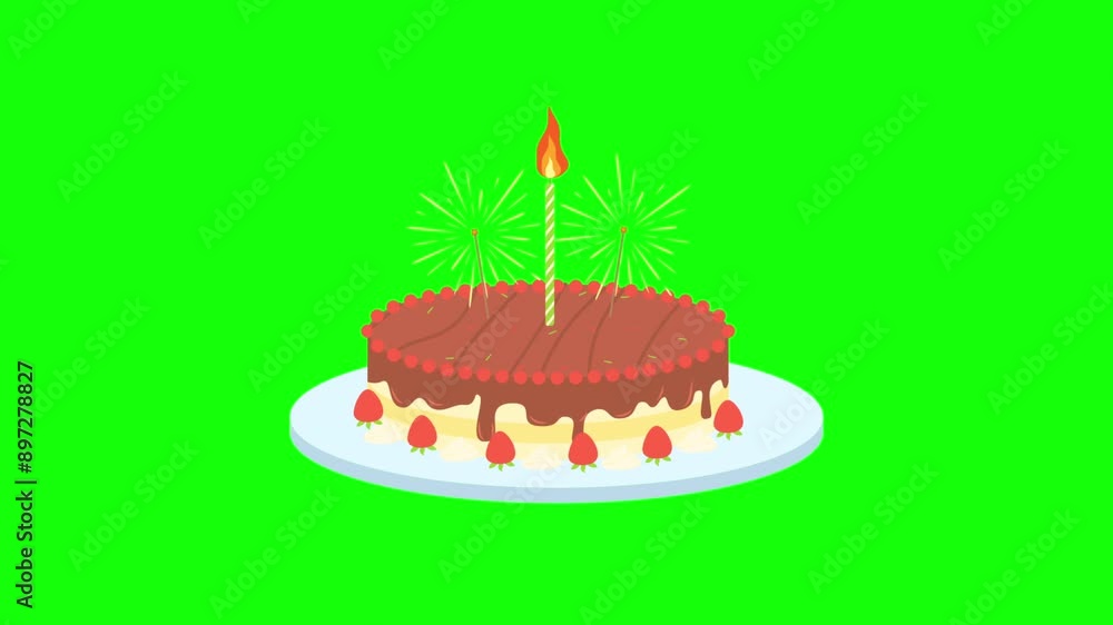 Birthday Cake Animation Cake Animation Green Screen Background Happy Birthday Cake 4k Video