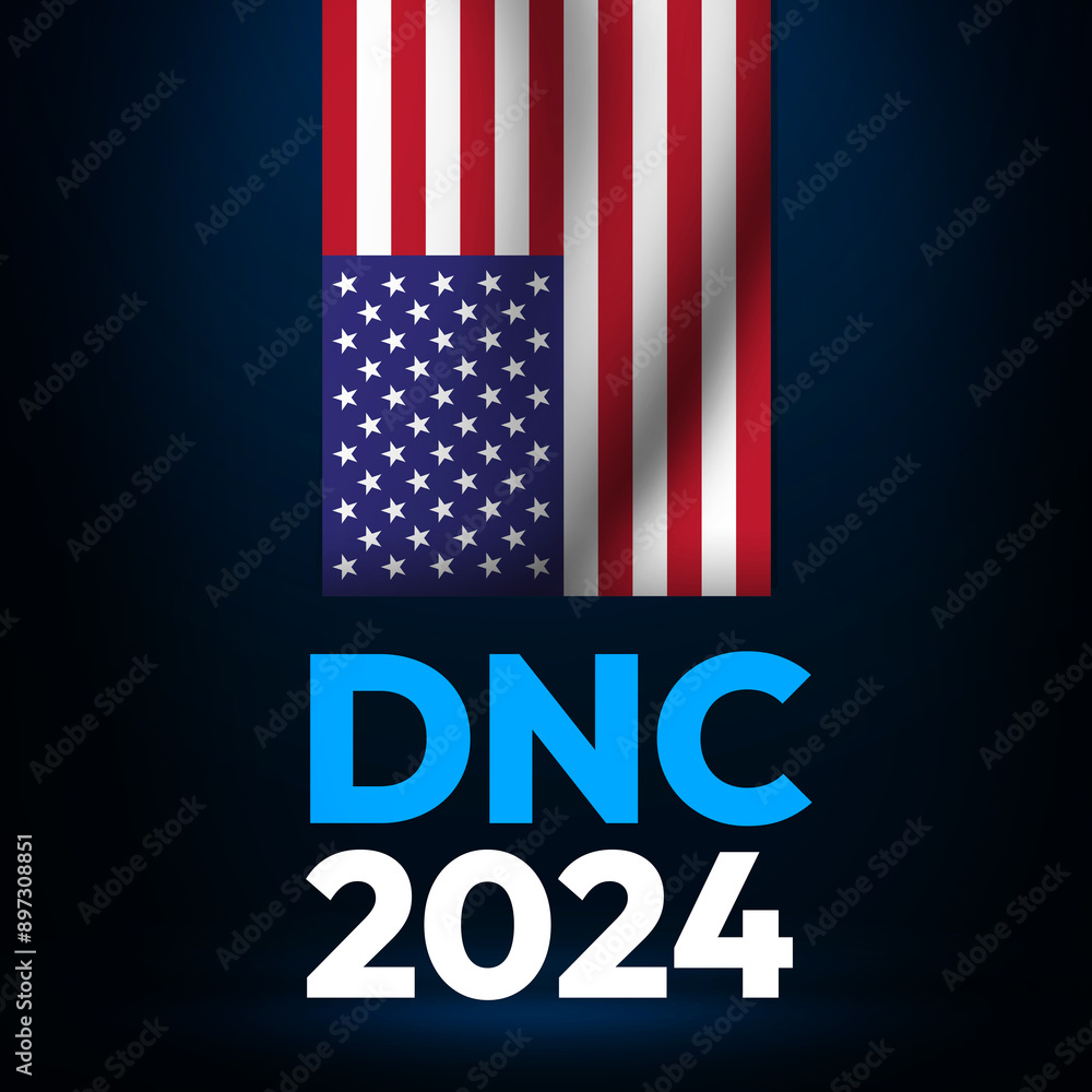 DNC background with flag waving and typography under it. Democratic ...
