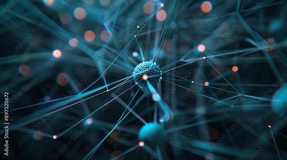 Neural Network Connections Digital Brain Intricate Network Showcasing Connections Of A Digital