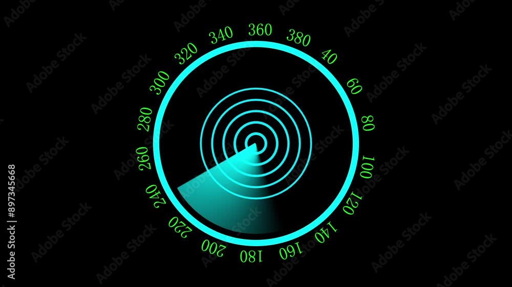 A radar icon with a circular design. It features concentric circles and ...