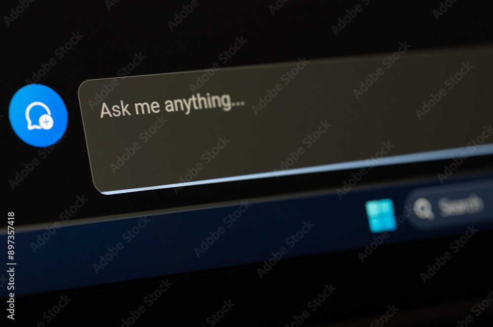 Typing request in Microsoft copilot AI app Stock Photo | Adobe Stock