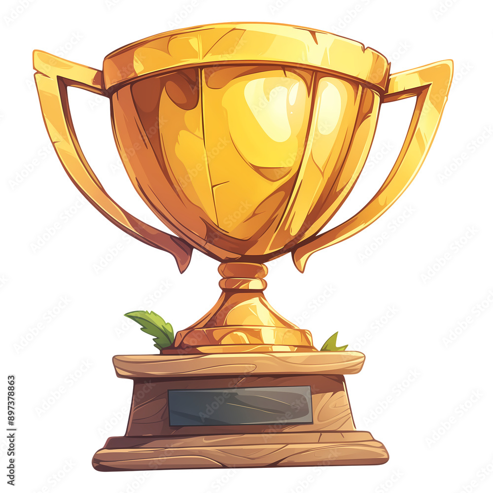 a 2d cartoon clipart drawing of a trophy on an isolated transparent ...