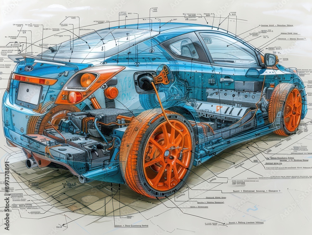 Exploring the Anatomy of an Electric Car: Detailed Educational Graphic ...