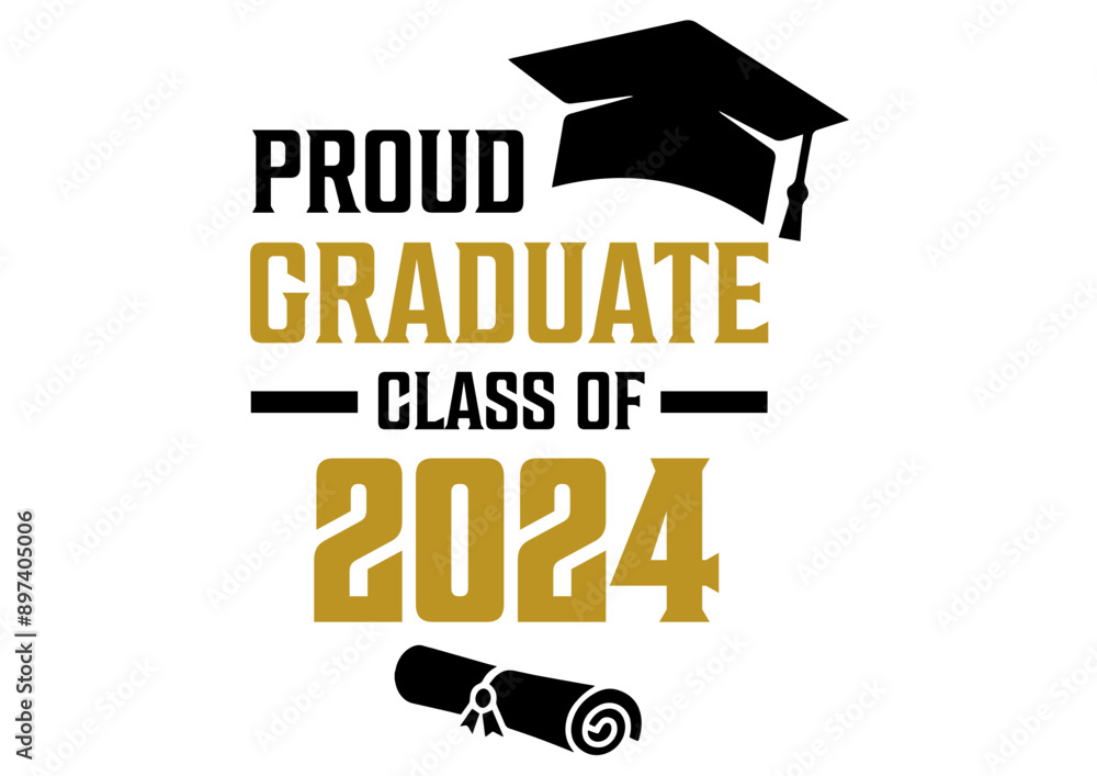 proud class of graduate 2024 digital file, silhouette, logo, school ...