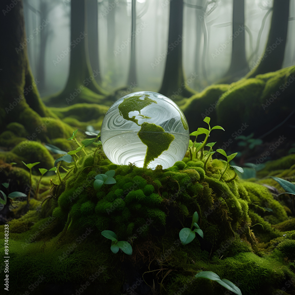 World globe at forest, Earth Day - Environment - Green Globe In Forest ...