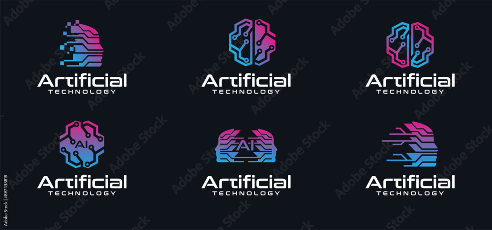 artificial intelligence logo, artificial intelligence technology brain ...
