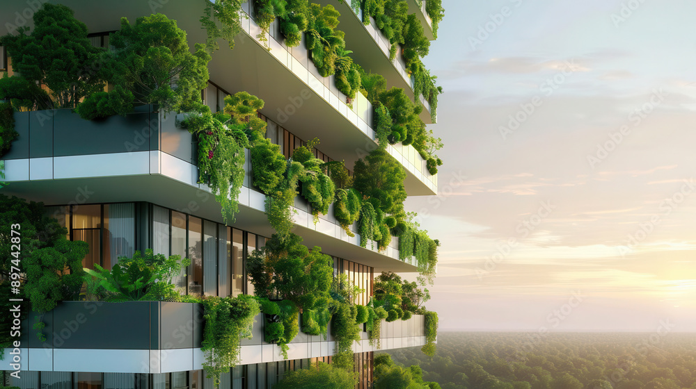 Mixed-use building with vertical forest design, urban greenery ...