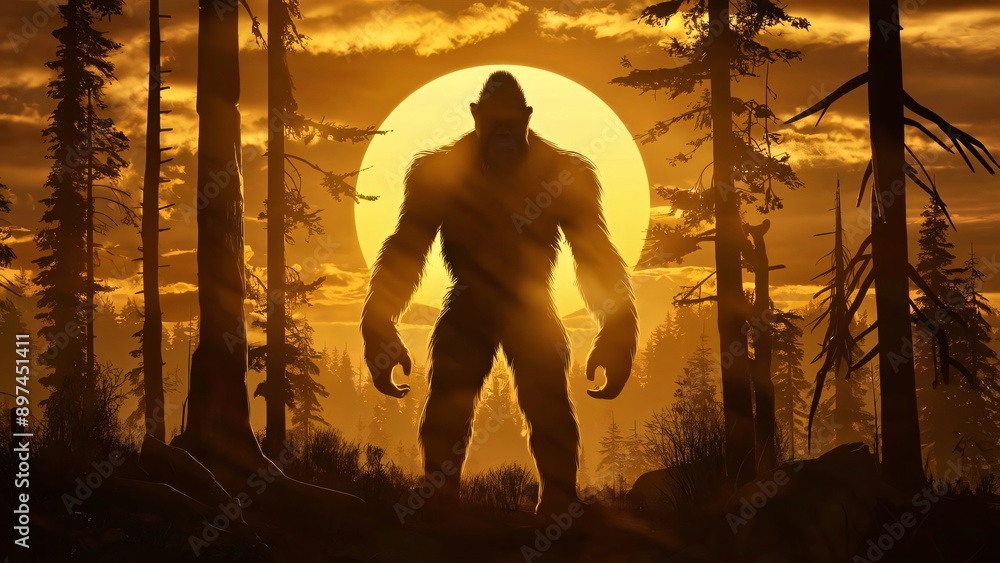 Bigfoot, sasquatch, cryptid, forest, mist, primordial, ape-like, fur, mysterious, evergreen ...