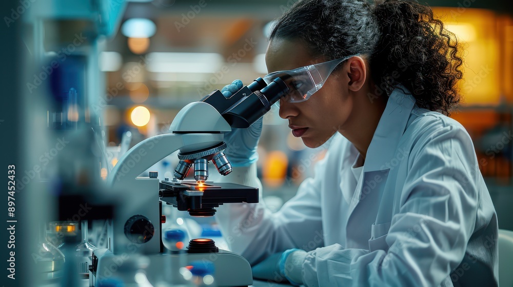 Laboratory Technician Analyzing Blood Samples Under Microscope - Hyper ...