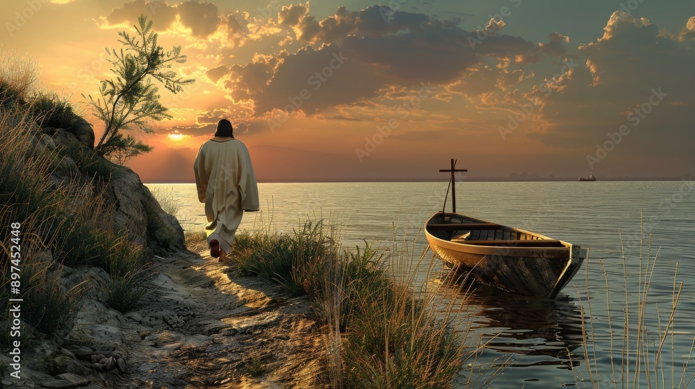 Jesus walking on water , Jesus on the sea , Jesus Christ walking on ...