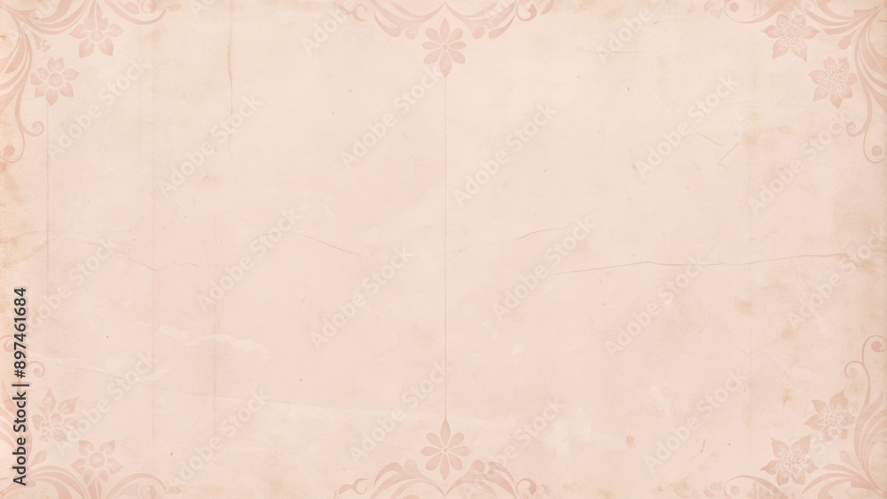 Vintage beige paper texture with floral border design for background ...