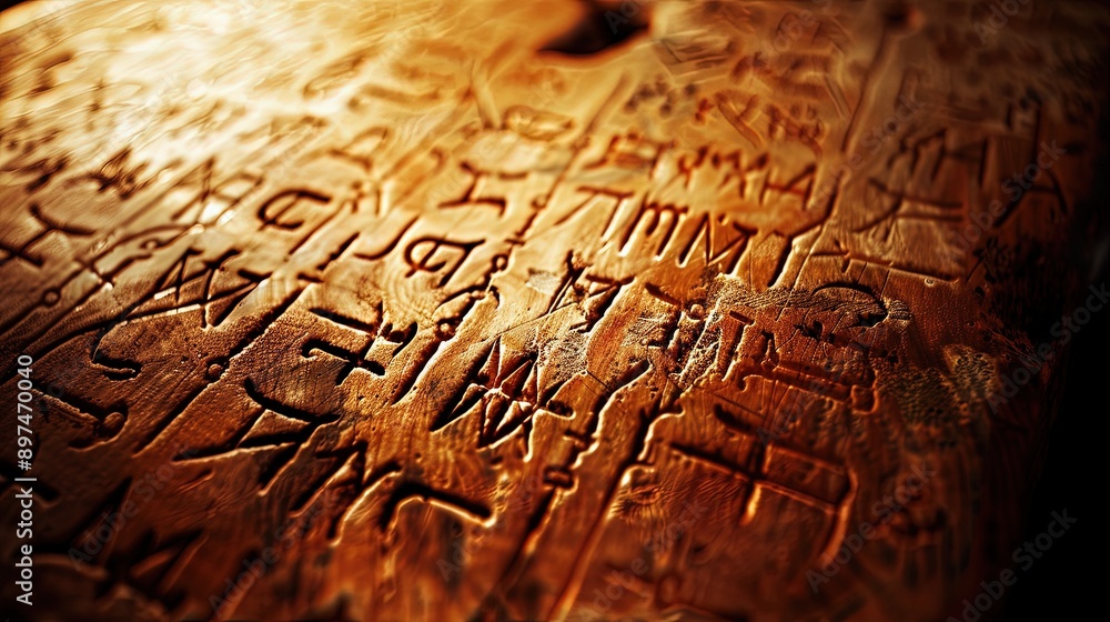 Mystical Viking Runes and Norse Mythology Symbols in Dark Background ...