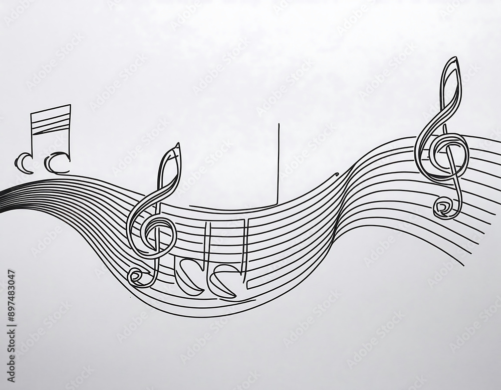 Continuous Music Line Art Note Vector- A minimalist line art ...