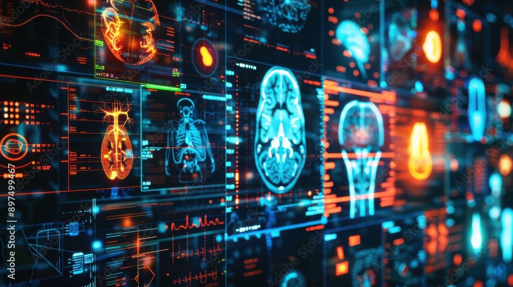 A medical imaging background featuring an abstract representation of ...