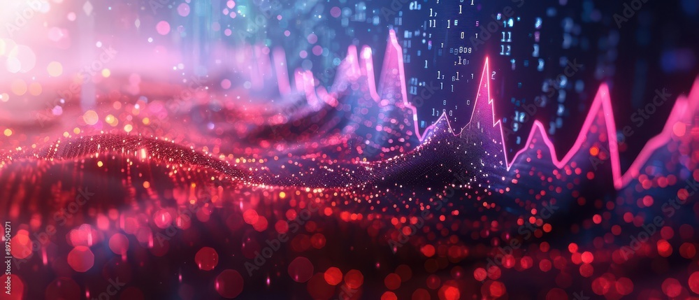 Market trend lines and holographic overlays on a low poly background ...