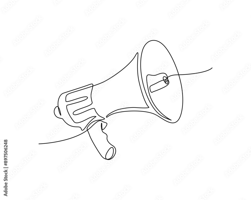 Megaphone single line vector illustration. Continuous line drawing of ...