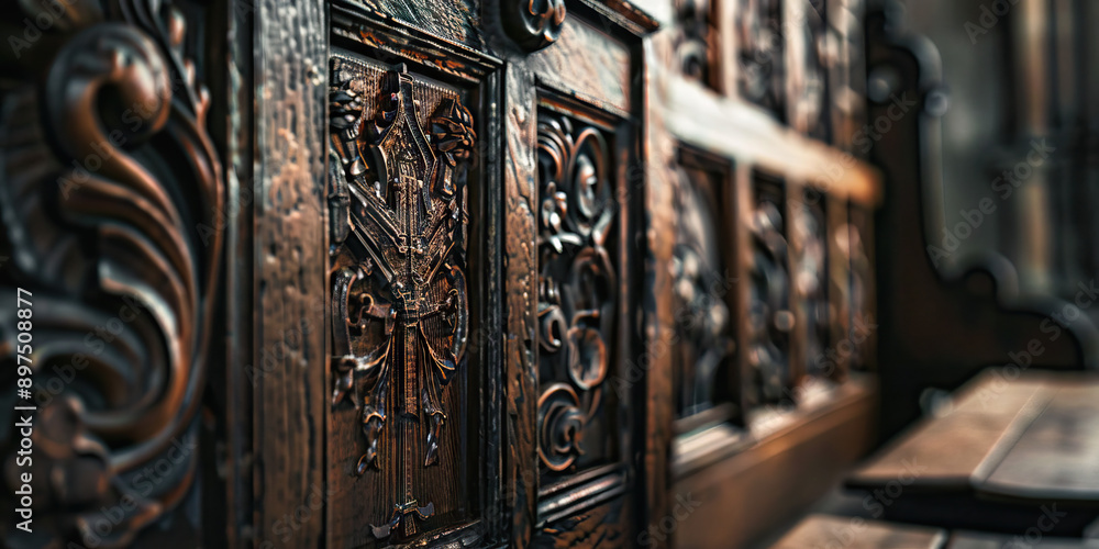 Pillar of Strength: A solid wooden confessional booth, its door etched ...