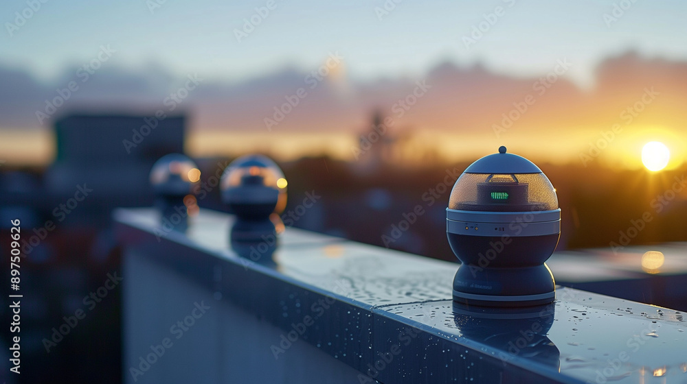 Sleek rooftop weather station with advanced wind and rain sensors ...