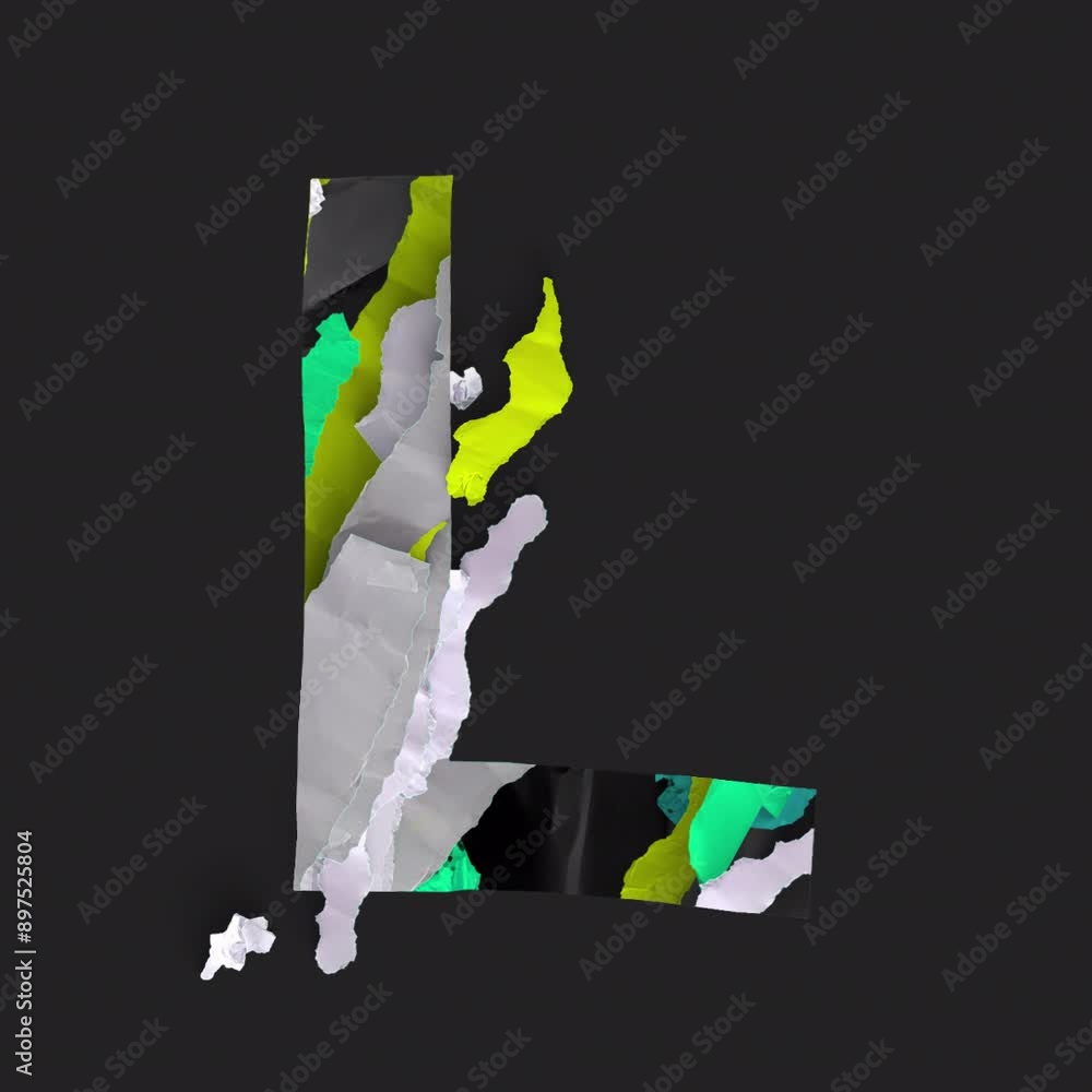 Animated shredded paper style letter L with embedded alpha for easy ...