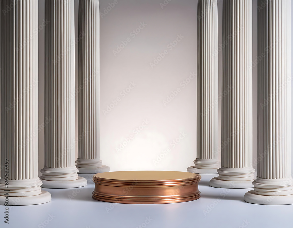 Roman Luxury Podium- A 3D-rendered background featuring a classic Roman ...