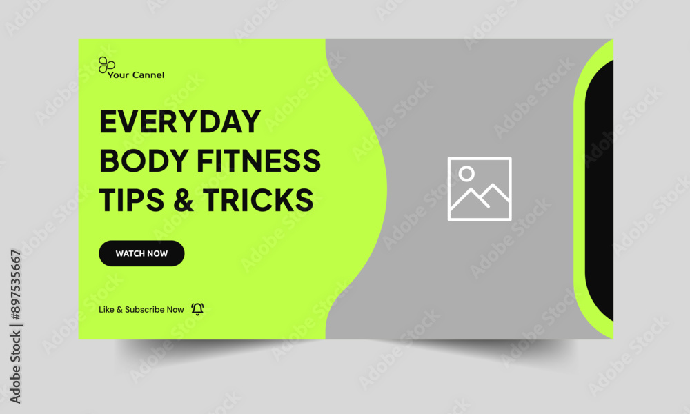 Body fitness daily tips and tricks video cover banner design, workout ...