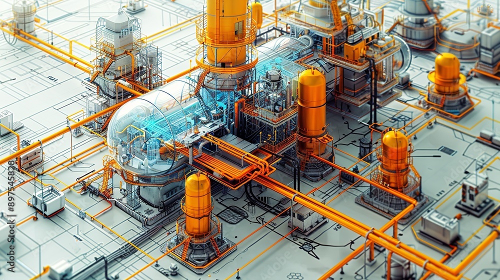 Captivating image of an engineering blueprint with detailed schematics ...