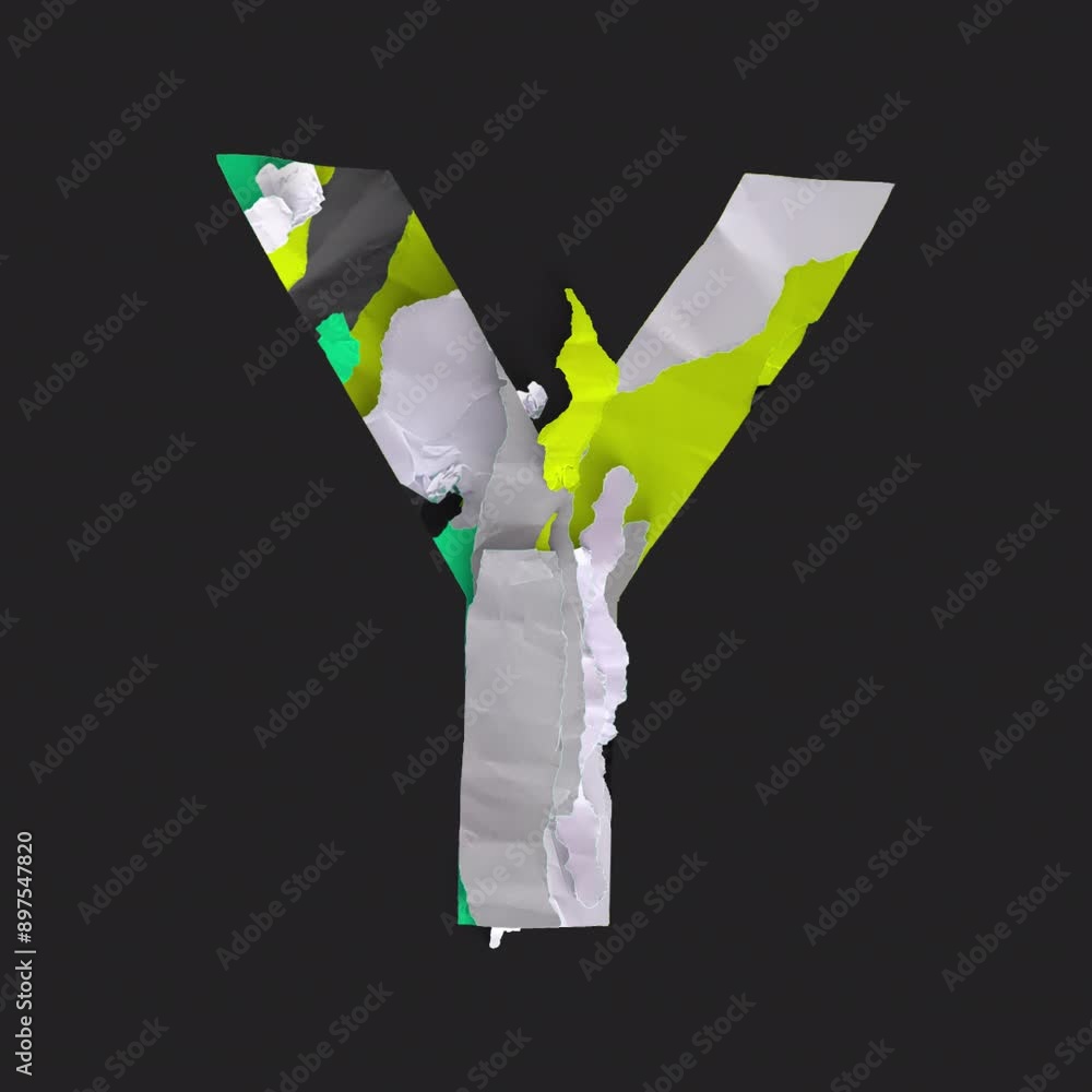 Animated shredded paper style letter Y with embedded alpha for easy ...