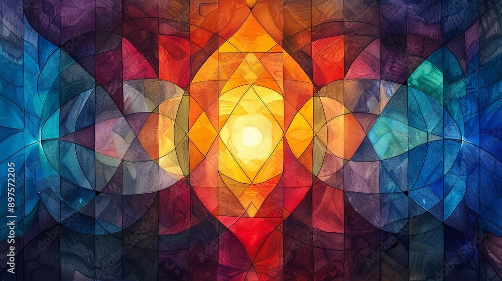 Shimmering abstract design with luminous, chromatic patterns and ...