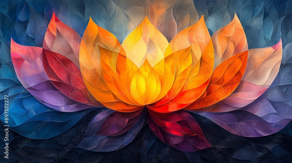 Shimmering abstract design with luminous, chromatic patterns and ...