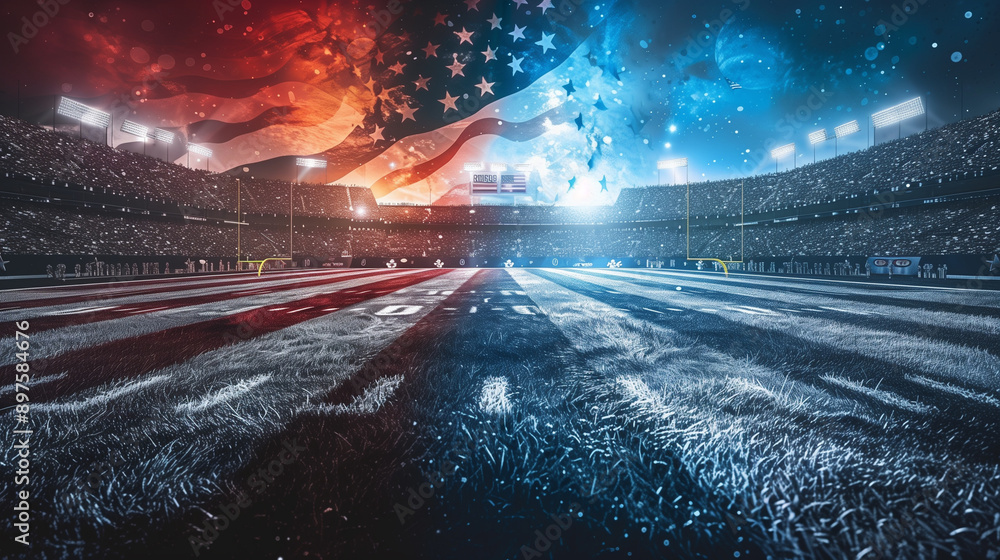 Sports Competition Matchup. football stadium, team versus logo, green ...