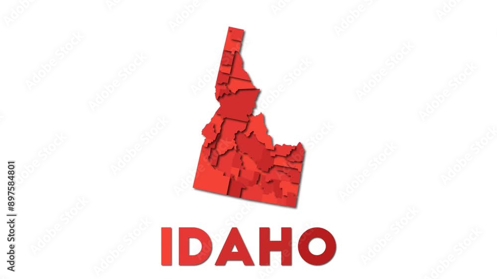 Idaho map showing regions. Animated US state map with title. 4K ...