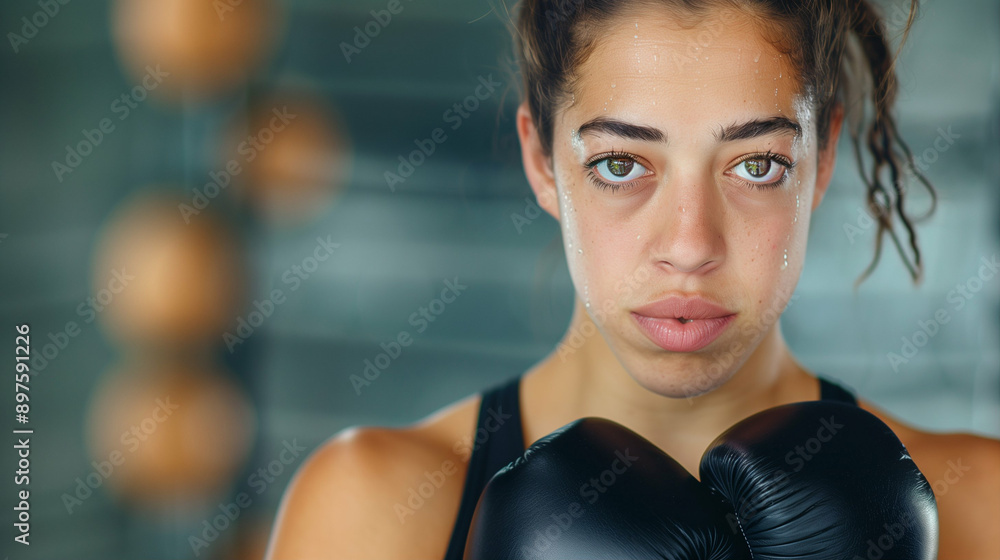 Boxer Training: Focused Female Boxer in Gloves Ready for Action ...