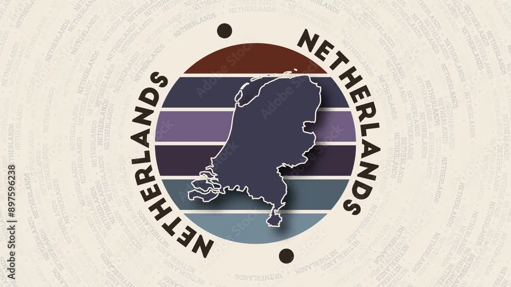 Netherlands logo intro. Badge with the circular name and map of country ...