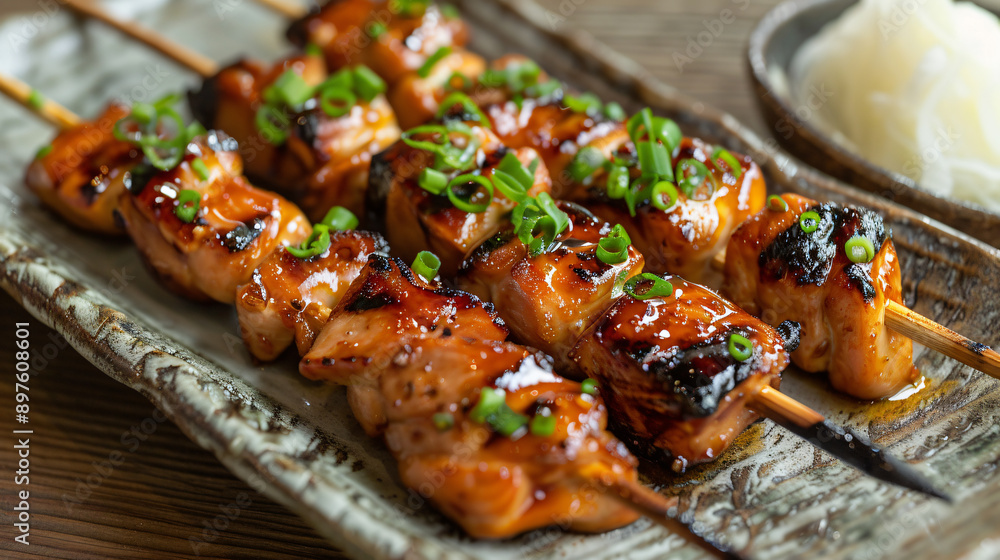 Authentic Japanese Yakitori: Grilled Chicken Skewers with Scallions and ...