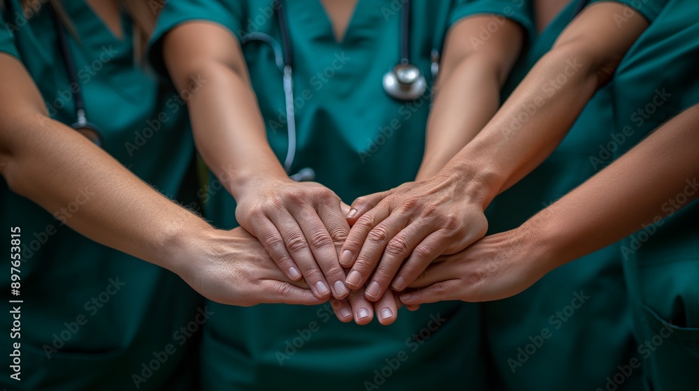 Medical Team Joining Hands, Symbolizing Unity and Support, Ideal for ...