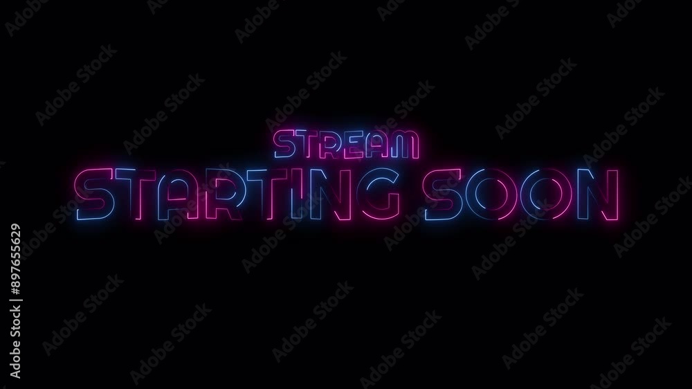 Stream starting soon neon text animation suitable for video live ...