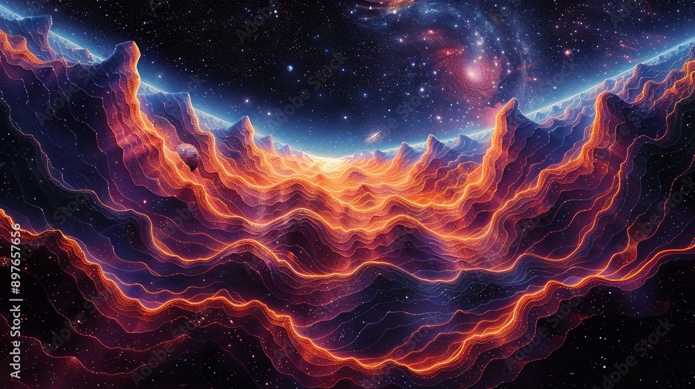 Detailed background of spacetime, with its warping and bending effects ...