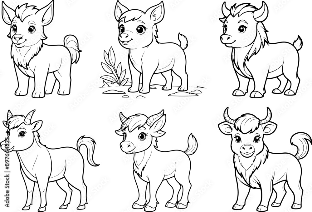 Takin coloring page and outline vector design Stock Vector | Adobe Stock