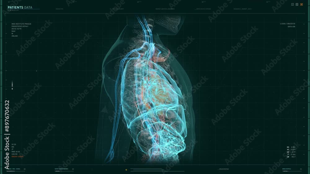 Analysis Of Human Skeleton With Heart Organ In Anatomical Biology ...