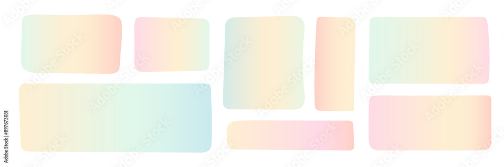 Pastel colors gradient rectangle square text box set. Hand drawn ...